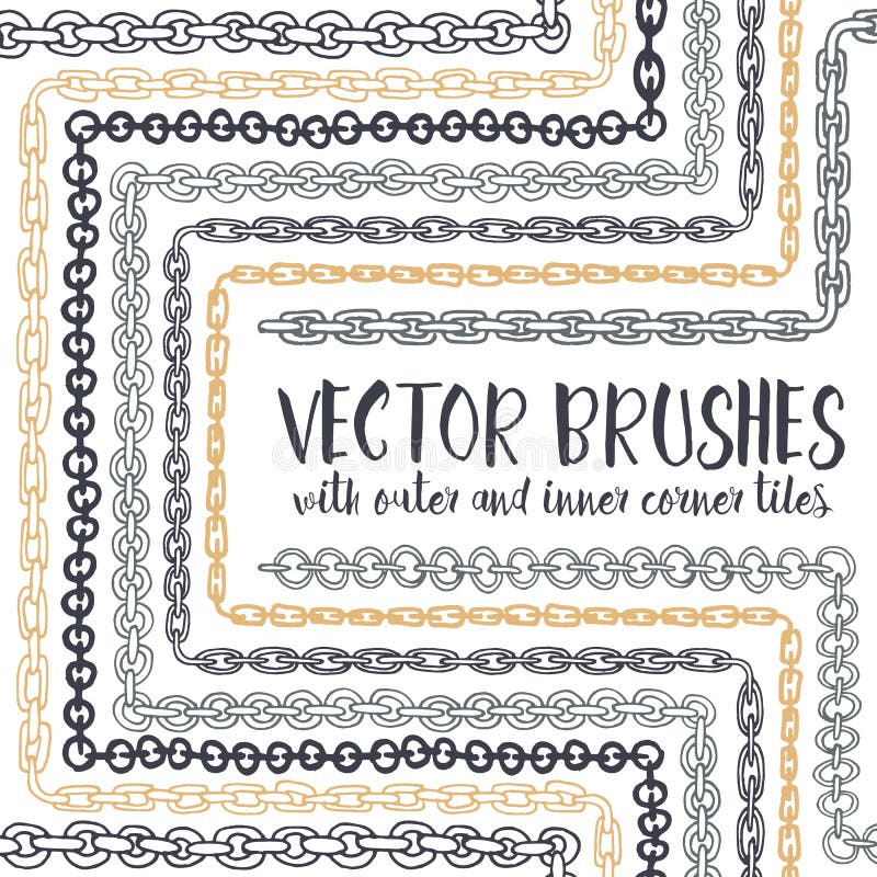 Vector Set of 8 Hand Drawn Chain Pattern Brushes Stock Vector ...