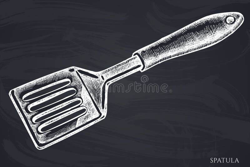 Vector Set of Hand Drawn Chalk Spatula Stock Vector - Illustration of ...