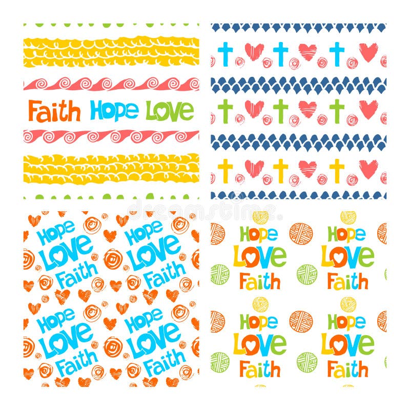 Vector Set of Hand Drawn Christian Seamless Pattern Made with Ink ...