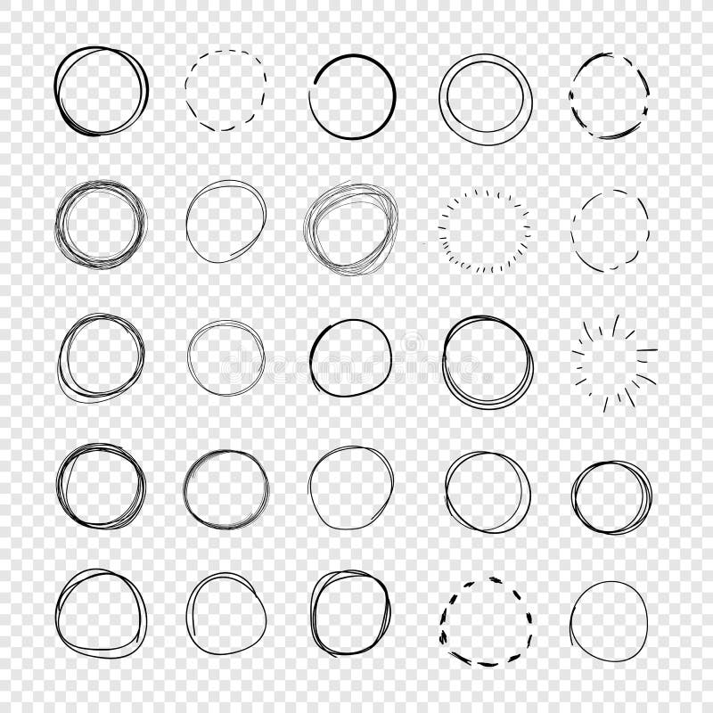 Vector Set of Hand Drawn Circles, Freehand Drawings, Black Scribble ...