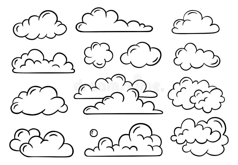 Vector Set of Hand-drawn Clouds. Hand-drawn, Doodle Elements Isolated ...