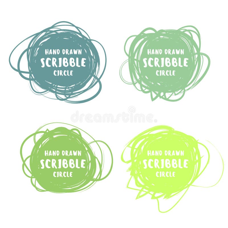 Vector Set of 4 Hand Drawn Colorful Scribble Logo Stock Vector ...