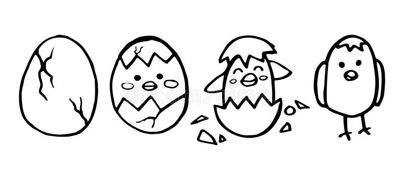 Vector Set of Hand Drawn Cute Chickens Stock Vector - Illustration of ...