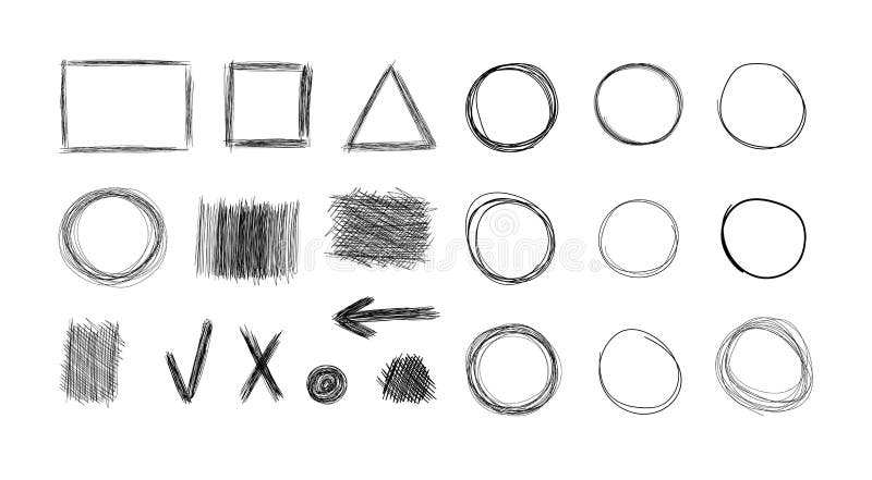Vector Set of Hand Drawn Design Elements, Sketched Icons Collection ...