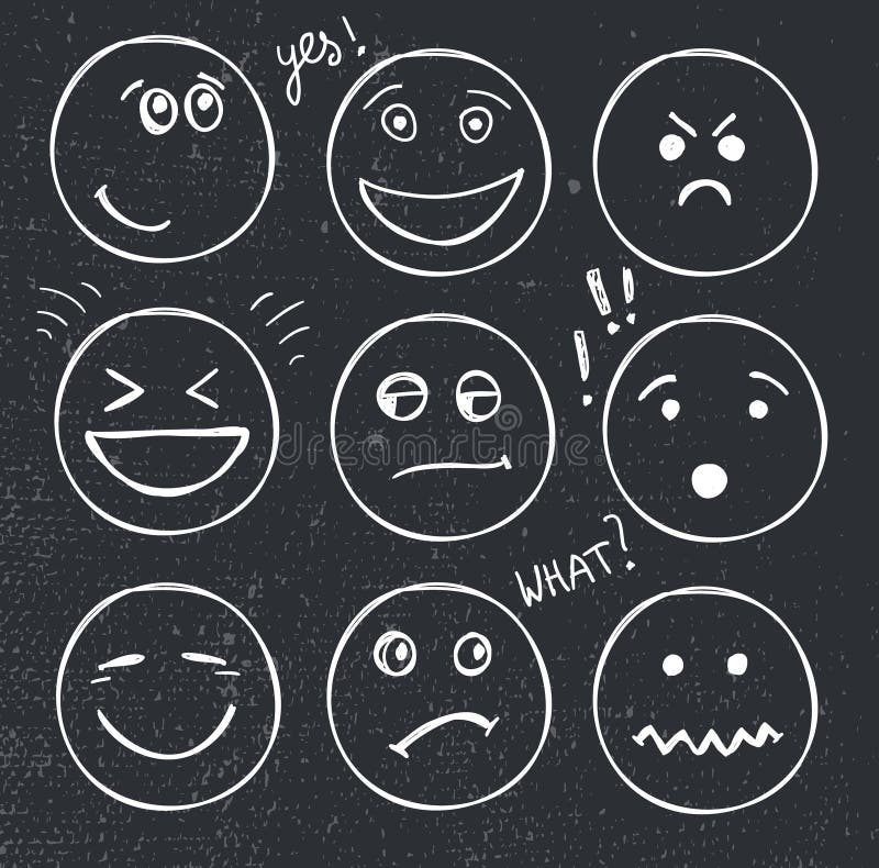 Vector Set of Hand Drawn Faces, Moods, Smiles . Stock Vector ...