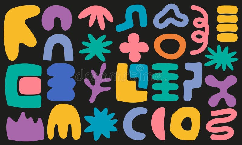 Vector Set of Hand-drawn Geometric Shapes. Organic Shapes, Liquid Form ...