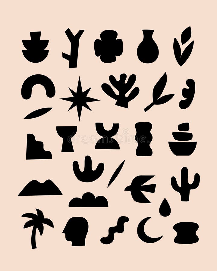 Vector Set of Hand-drawn Geometric Shapes. Organic Shapes, Liquid Form ...