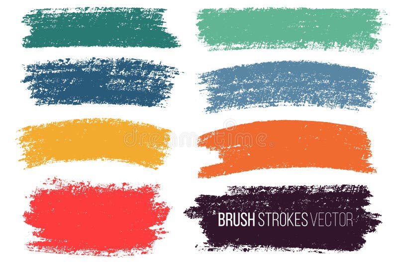 Vector Set of Hand Drawn Horizontal Brush Strokes, Stains for Backdrops ...