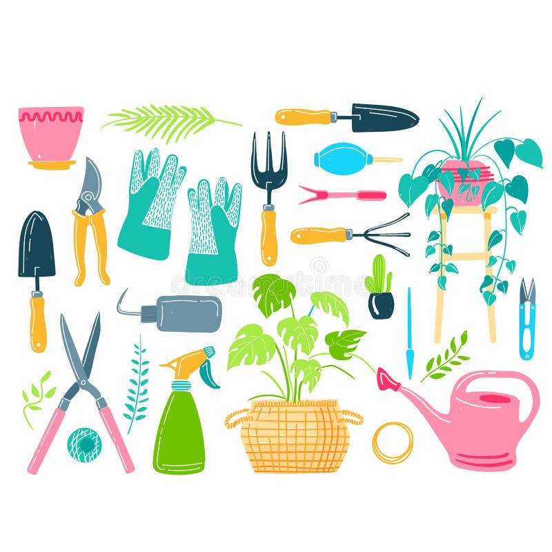 House Garden Tools Drawing Set Stock Illustrations – 292 House Garden ...