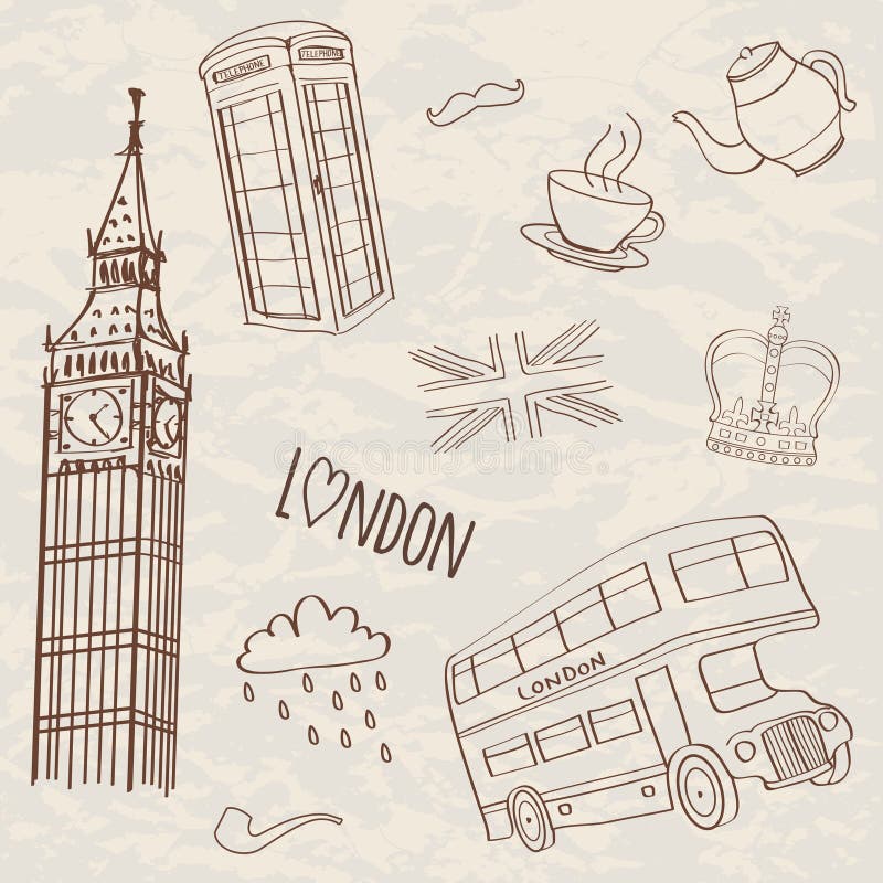 Set of London symbols stock vector. Illustration of style - 26408089