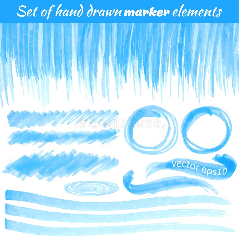 Vector Set of Hand Drawn Marker Elements Stock Vector - Illustration of ...