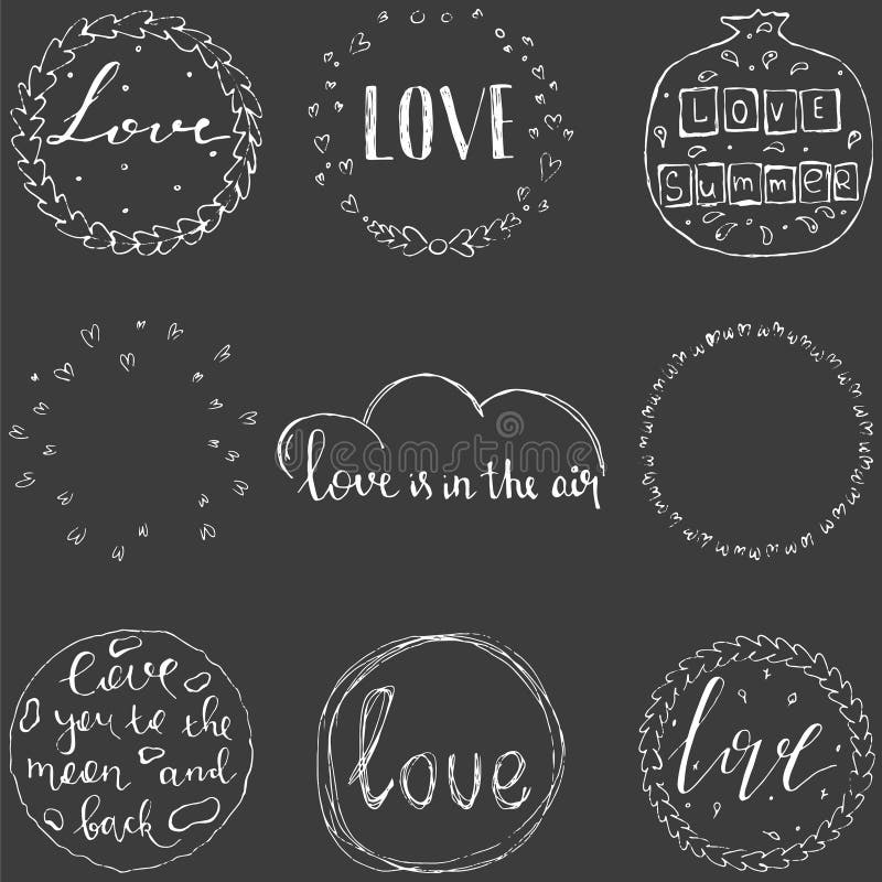 Vector Set of 9 Hand Drawn Scribble Circles. Logo Design Elements Stock ...