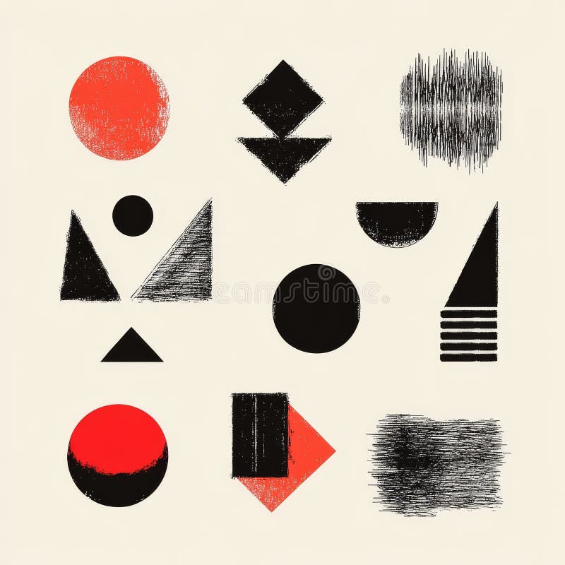 Vector Set of Hand Drawn Shapes. Grunge Design Elements Stock ...