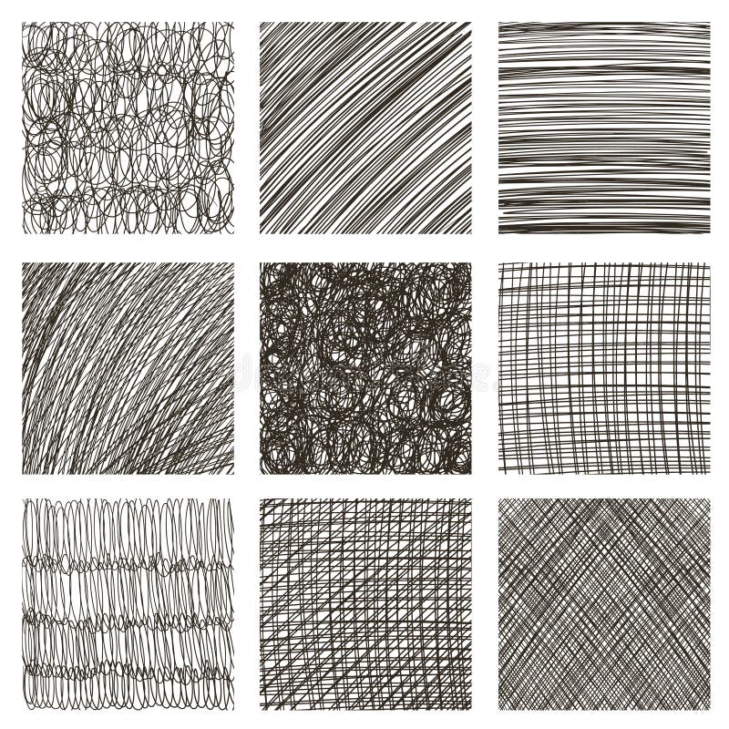 Vector Set of Hand Drawn Squares. Sketch, Set of Textures. Elements for ...
