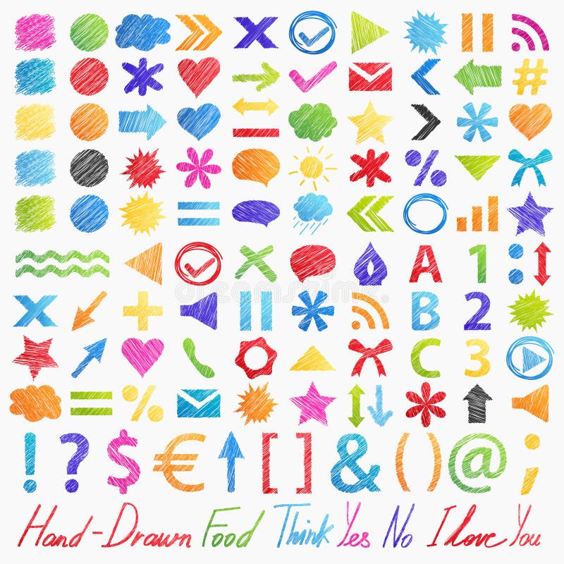 Vector Set: Hand-drawn Symbols Stock Vector - Illustration of isolated ...