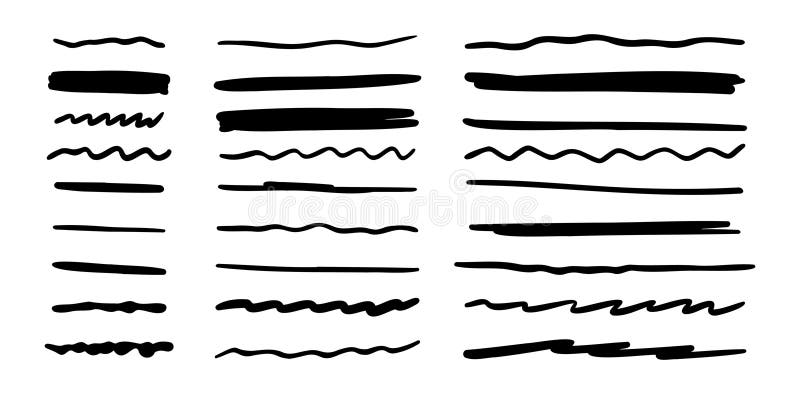 Vector Set of Hand Drawn Underline. Doodle Lines Set Stock Vector ...