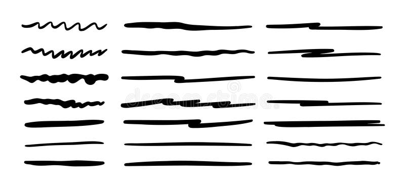 Vector Set of Hand Drawn Underline. Doodle Lines Set Stock Vector ...