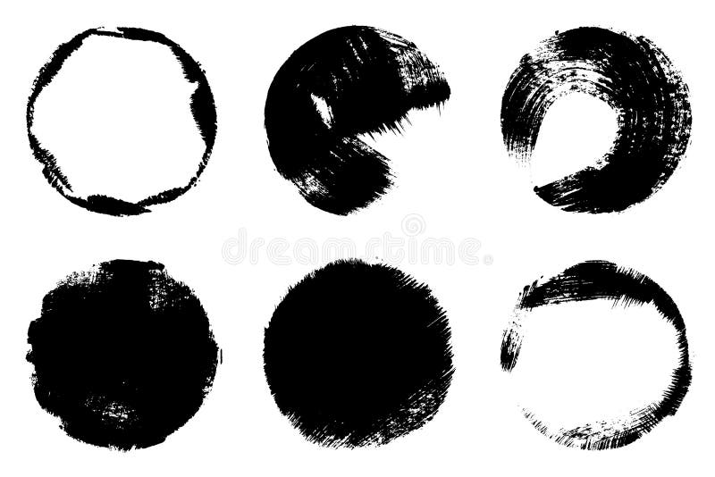 Vector Set of Hand Painted Circles for Backdrops. Monochrome Artistic ...