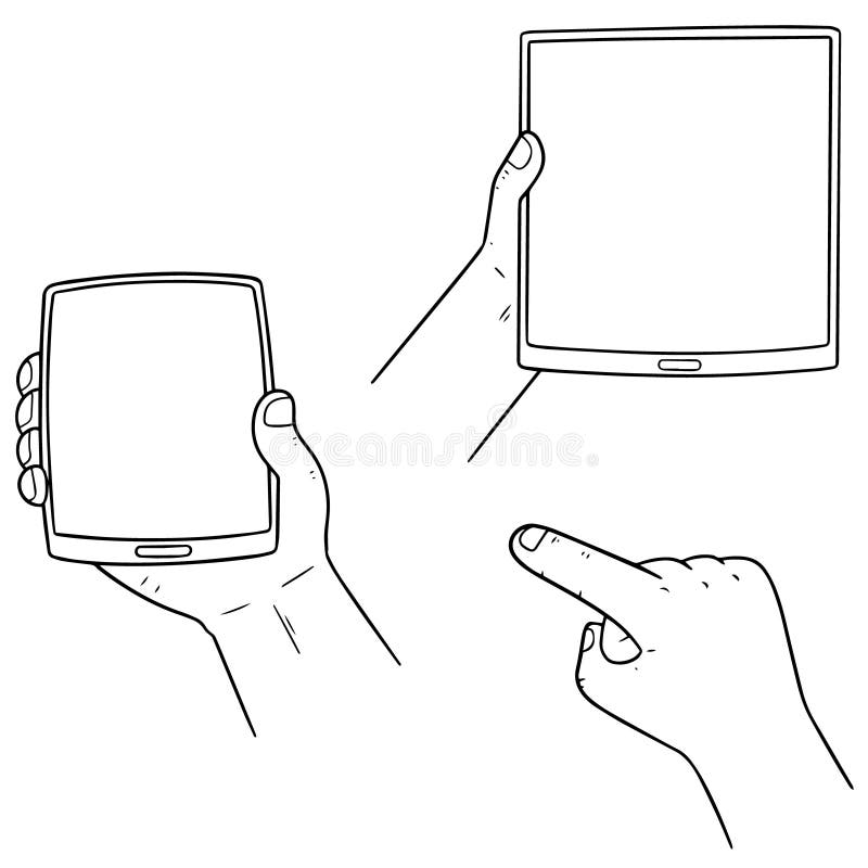 Vector Set of Hand Using Smart Device Stock Vector - Illustration of ...