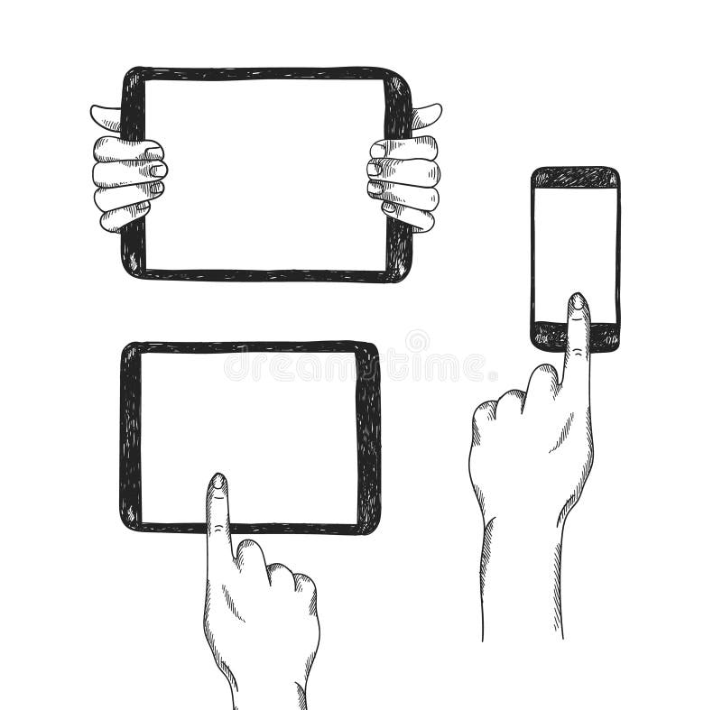 Hand Touching Screen Black Tablet Computer Stock Illustrations – 173 ...