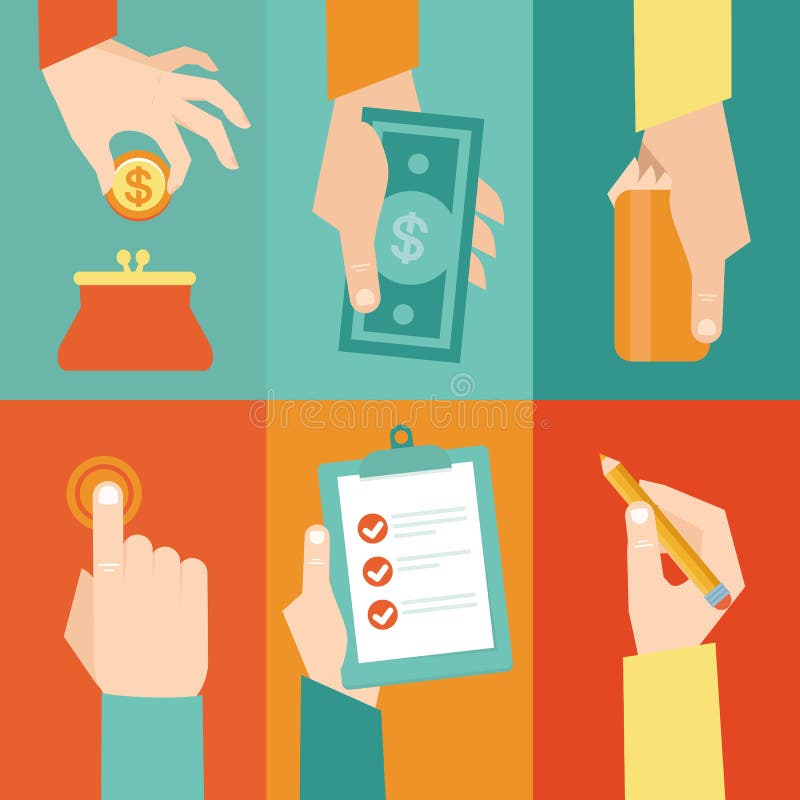 Vector Set of Hands with Money and Contract Stock Vector - Illustration ... Vector Set of Hands with Money and Contract Stock Vector - Illustration ...