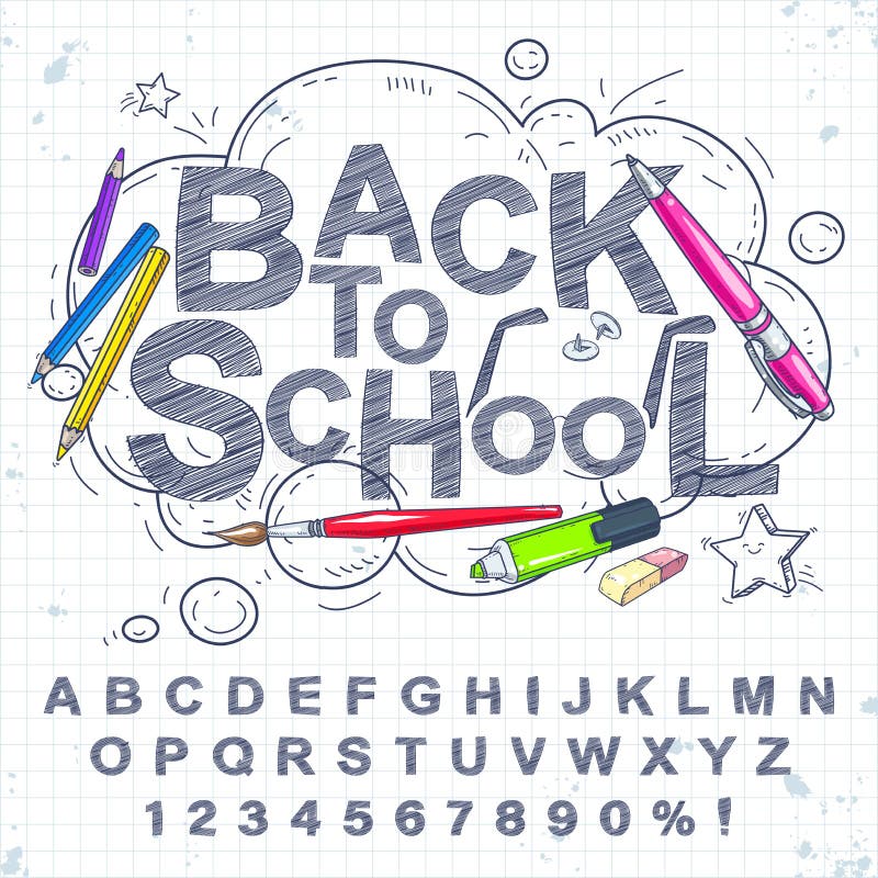 Vector Set of Handwriting Letters and Digits. Pen , a Set of Pencils on ...