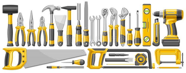 Vector Set of Handyman Tools Stock Vector - Illustration of steel ...