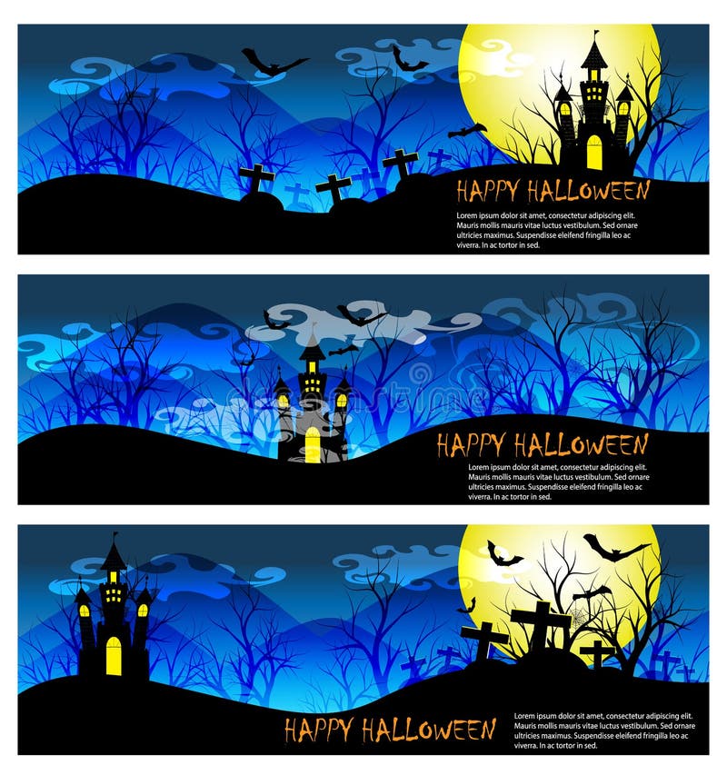 Vector Set of Happy Halloween Horizontal Banner Design Stock Vector ...