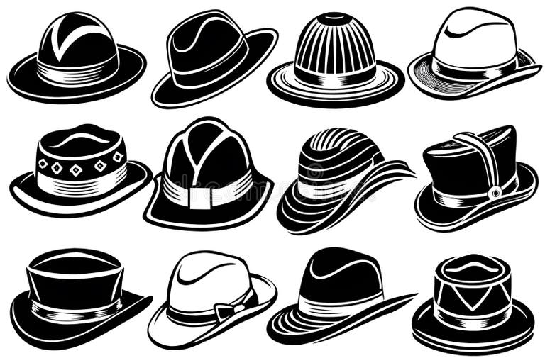 Vector set of hats stock illustration. Illustration of black - 324715864