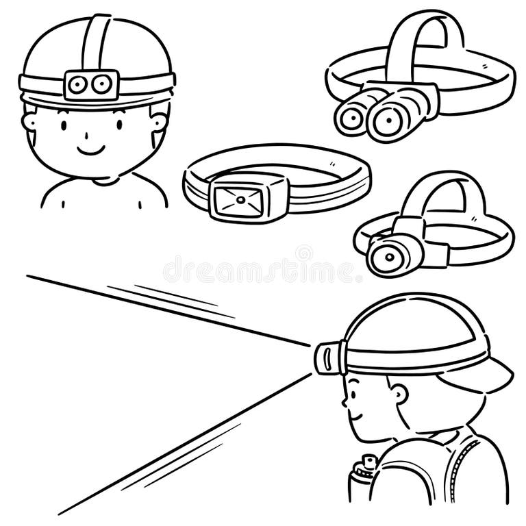 Vector set of headlamp stock illustration. Illustration of head - 391729075