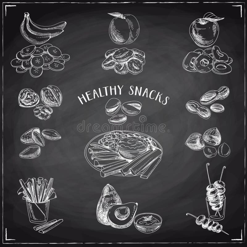 Vector Set of Healthy Snacks. Stock Vector - Illustration of rings ...