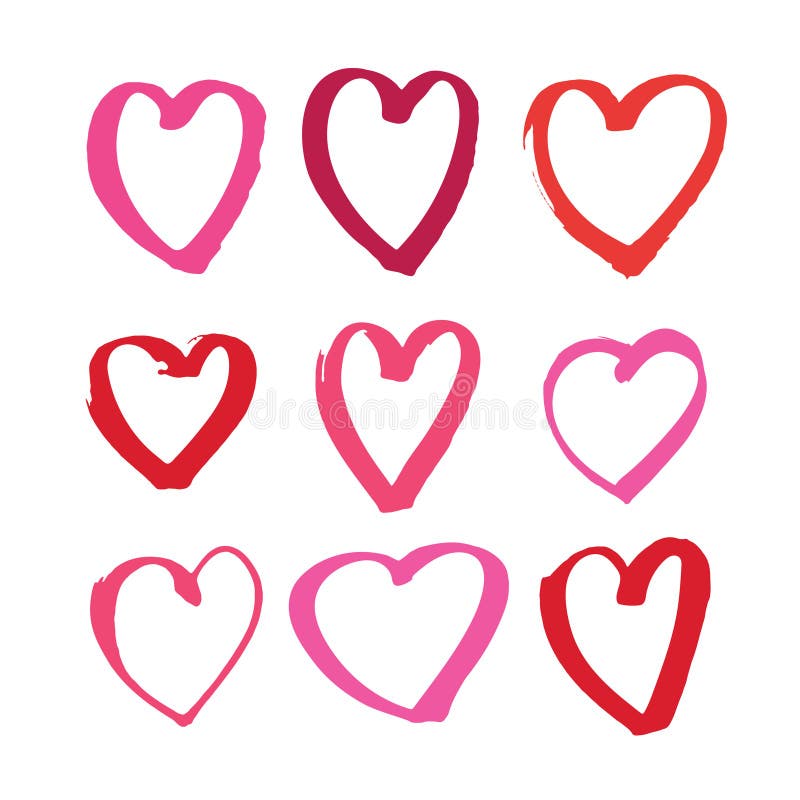 Vector Set of Heart Drawn by Hand with Marker Stock Vector ...