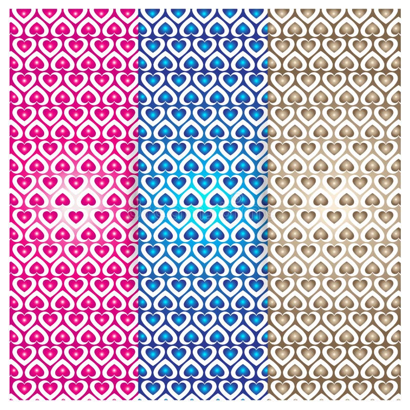 Vector Set Heart Shape Vector Seamless Patterns. Stock Vector ...