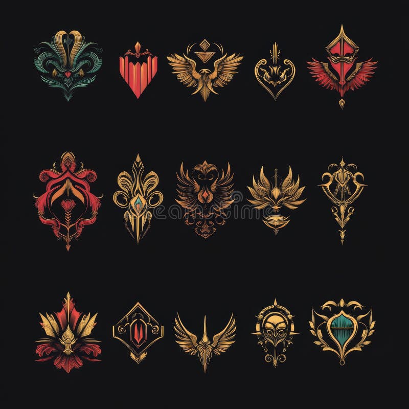 Vector Set of Heraldic Symbols, Logos, Emblems and Design Elements ...