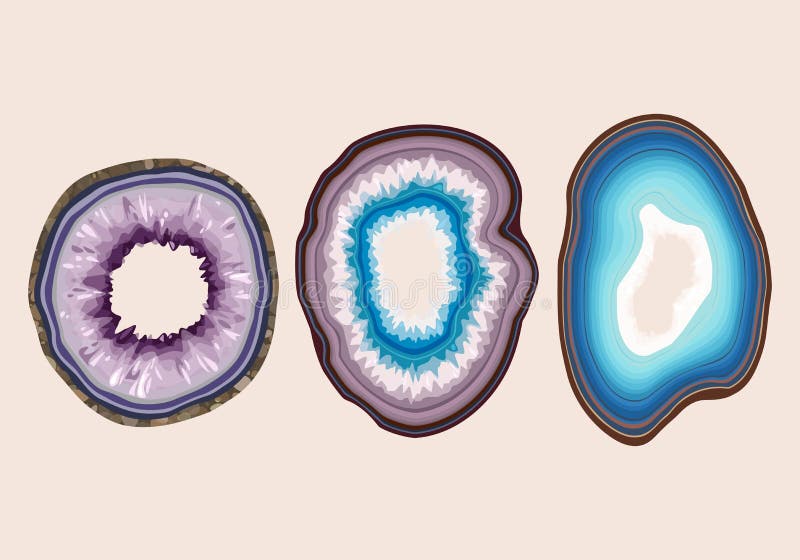 Vector Set of Blue and Violet Geode Slices Stock Vector - Illustration ...