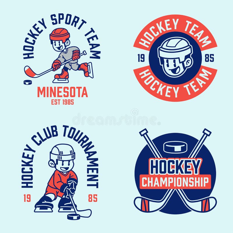 Set of Hockey Logo Badge in Vintage Retro Style Stock Vector ...
