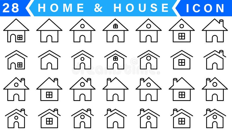 Vector Set of Home and House Thin Line Icons Stock Vector ...