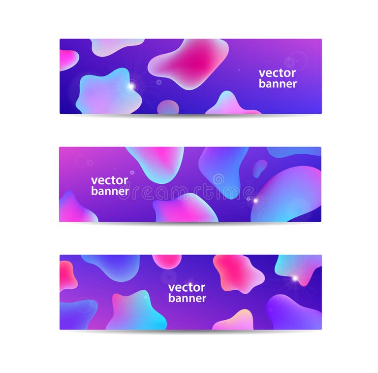 Vector Set of Horizontal Abstract Liquid Banners, Web Headers. Fluid ...