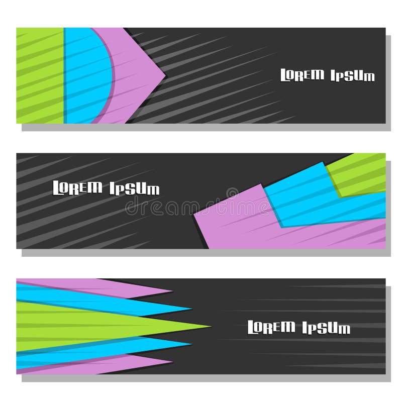 Vector Set of Horizontal Futuristic Banners Stock Vector - Illustration ...