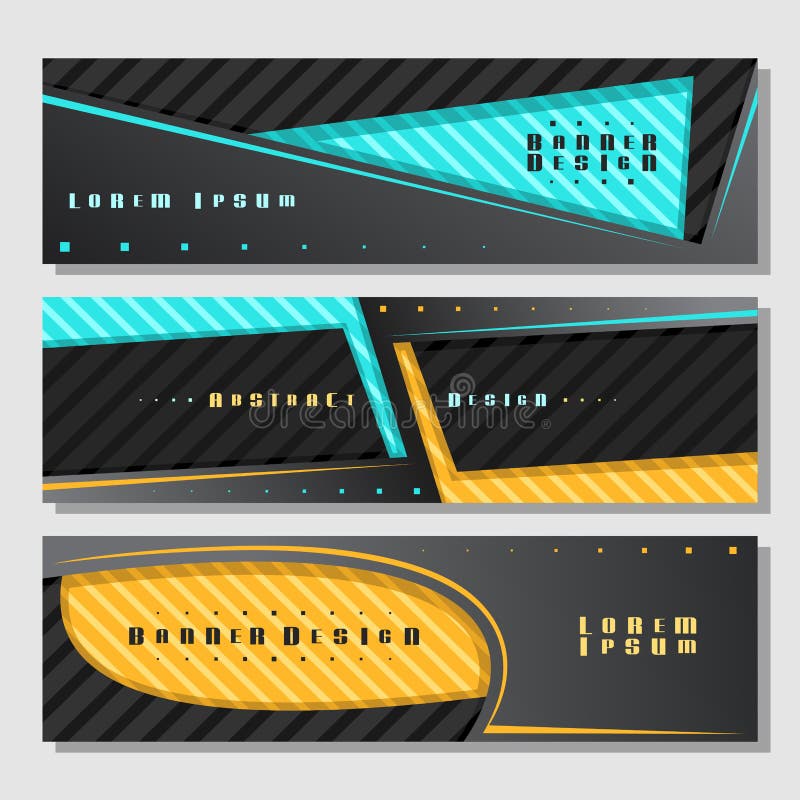 Vector Set of Horizontal Futuristic Banners Stock Vector - Illustration ...