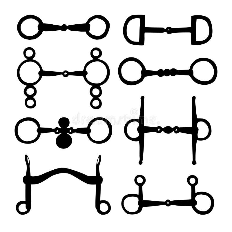 Vector Set of Horse Equestrian Bits Silhouette Stock Illustration ...