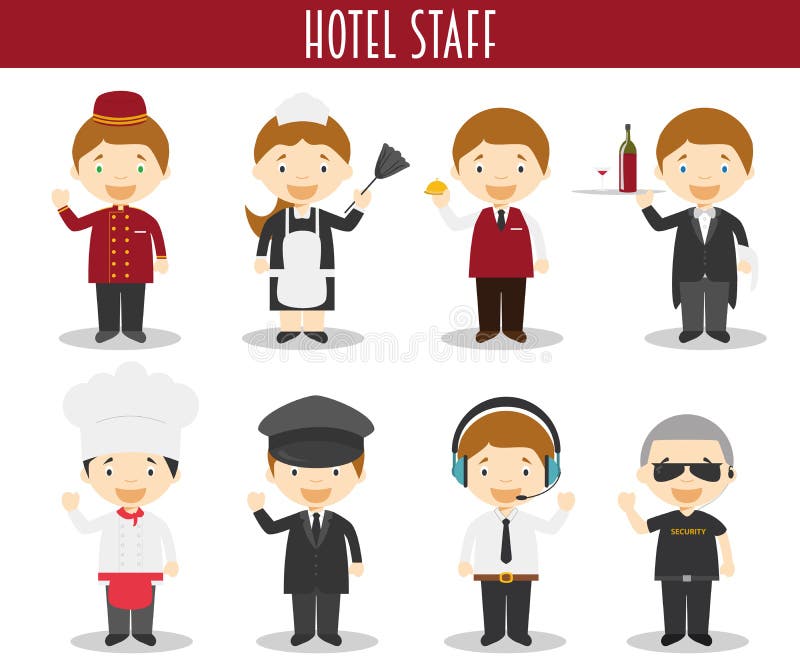 Vector Set of Hotel Staff Professions Stock Vector - Illustration of ...