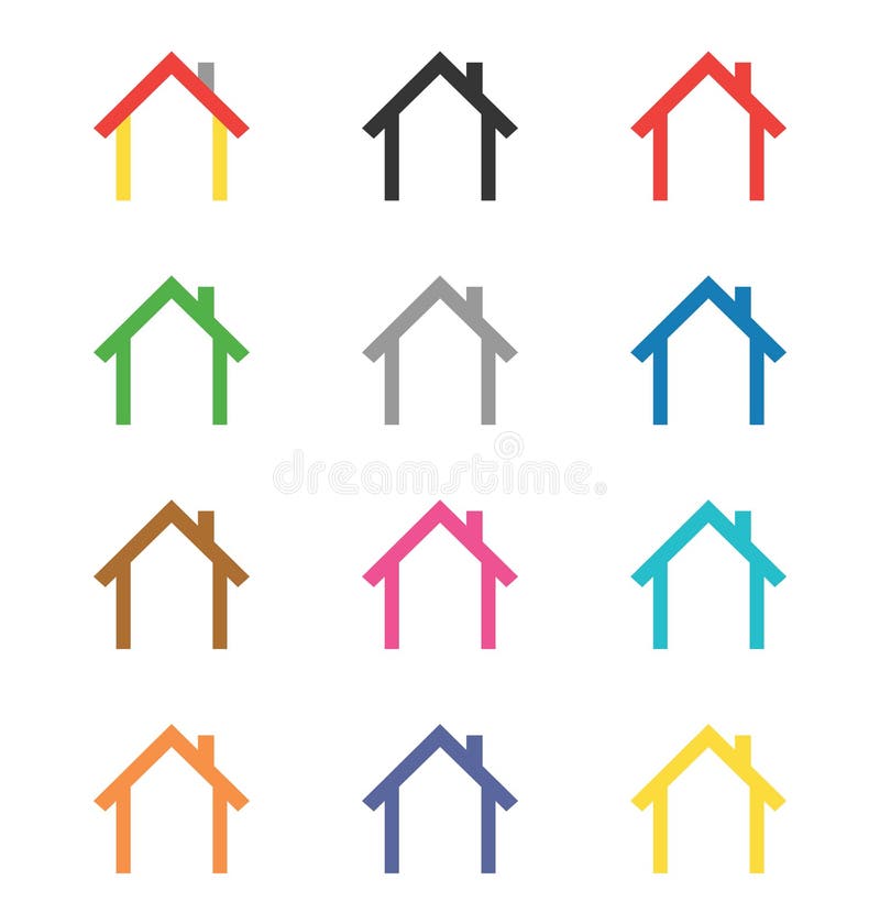 House Icon and Logo Element Set Stock Vector - Illustration of realty ...