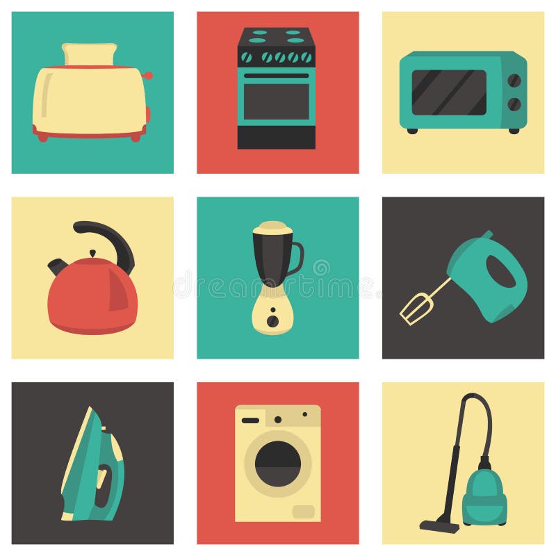 Vector Set of Household Items Design Flat Icons Stock Vector ...