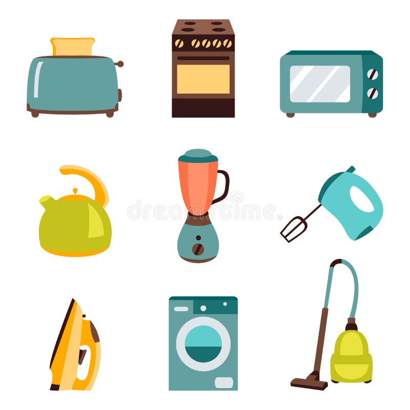 Vector Set of Household Items Design Flat Icons Stock Vector ...