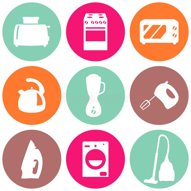 Vector Set of Household Items Design Flat Icons Stock Vector ...