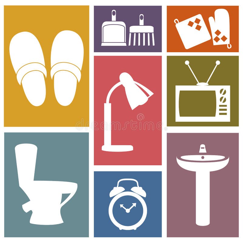 Vector Set of Household Items Design Flat Icons Stock Vector ...
