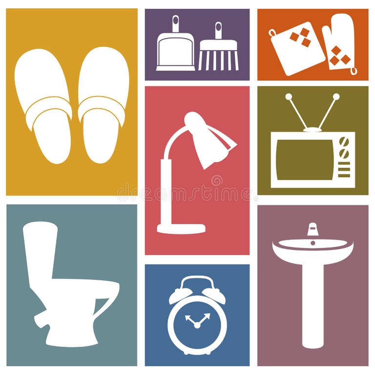 Vector Set of Household Items Design Flat Icons Stock Vector ...