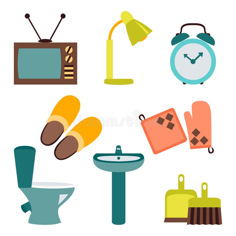 Vector Set of Household Items Design Flat Icons Stock Vector ...