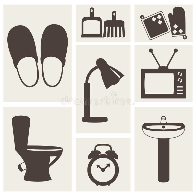 Vector Set of Household Items Design Flat Icons Stock Vector ...
